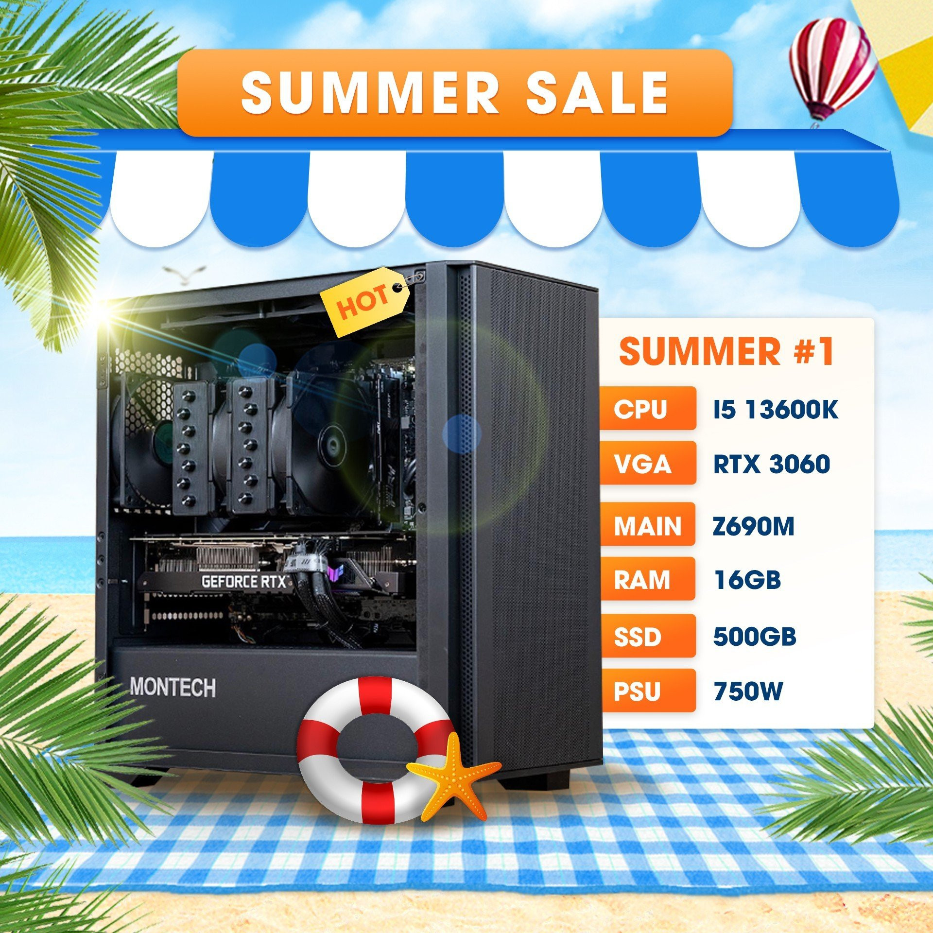 MG SUMMER i5 13600K (I5 13600K/ Mainboard Asus TUF B660-Plus/ RTX 3060 ...